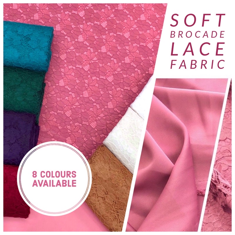 Kain Pasang Lace Bunga Plain (Bidang 60”) / Floral Design Brocade ...