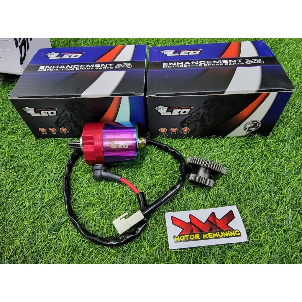STARTER MOTOR LEO BIG WITH GEAR Y15 Y15ZR ALA MACAM REDLEO RED LEO SCK ...