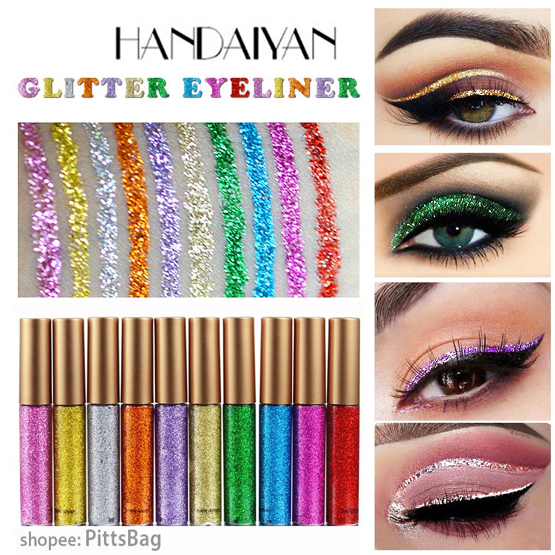 🇲🇾 HANDAIYAN 10 Colors Glitter Eyeliner Set Eyeshadow Shimmer Long ...
