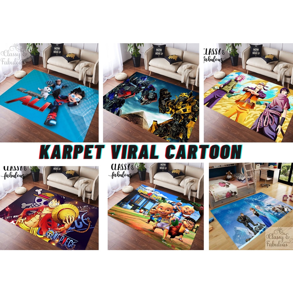 Ready Stock Karpet Kartun Viral Velvet Kids 3D Rugs Carpet Marvel hello ...