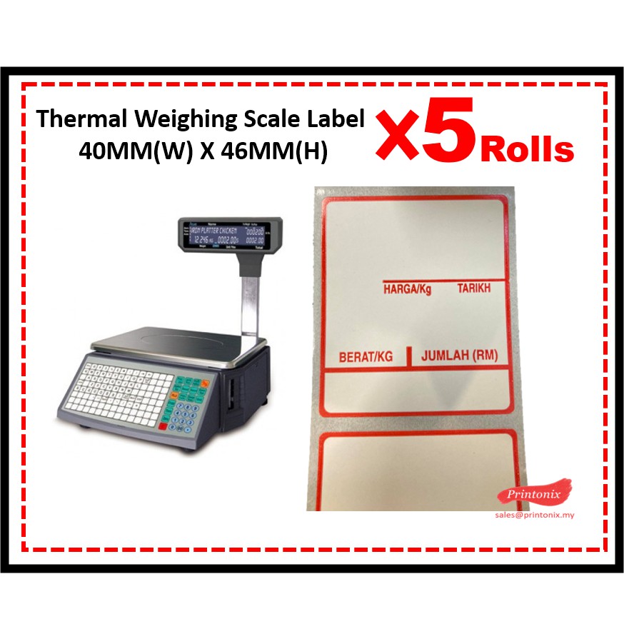 Thermal 40mm x 46mm weighing scale label barcode label (5 rolls ...