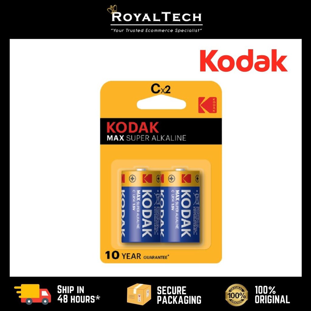 KODAK Battery MAX Super Alkaline C Battery (2Pack) | Shopee Malaysia