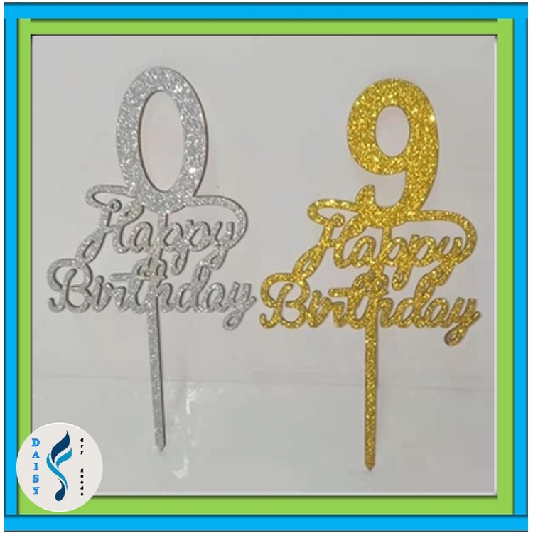 DAISY Party Needs/Party Supplies/HBD Number Cake Topper 0-9 Silver&Gold ...