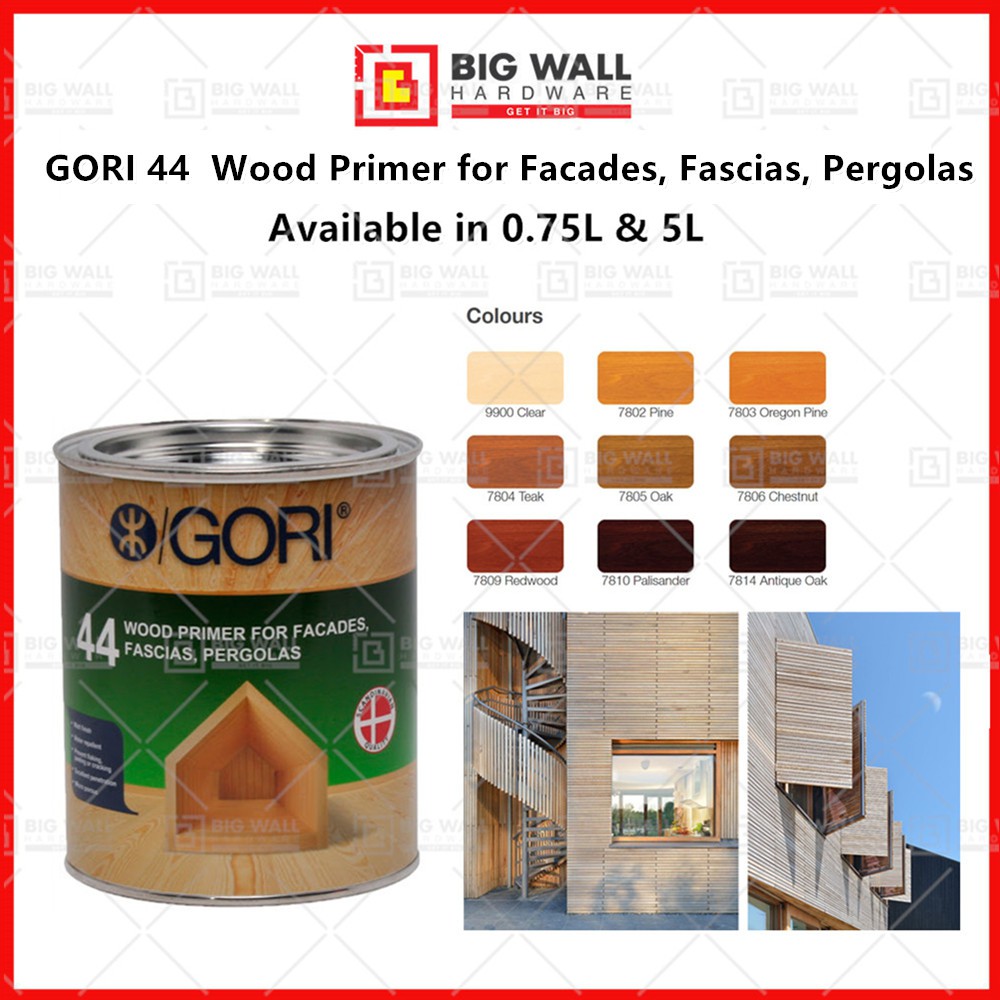 GORI 44 - 0.75L Wood Primer for Facades, Fascias, Pergolas (Sealer for new raw timber planks ...