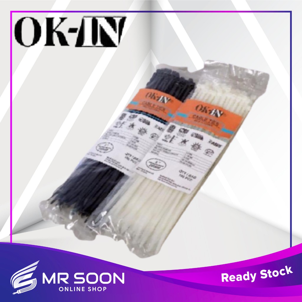 (100pcs) OK-IN Cable Ties Self Locking Cable Tie Nylon/ Cable Ties ...