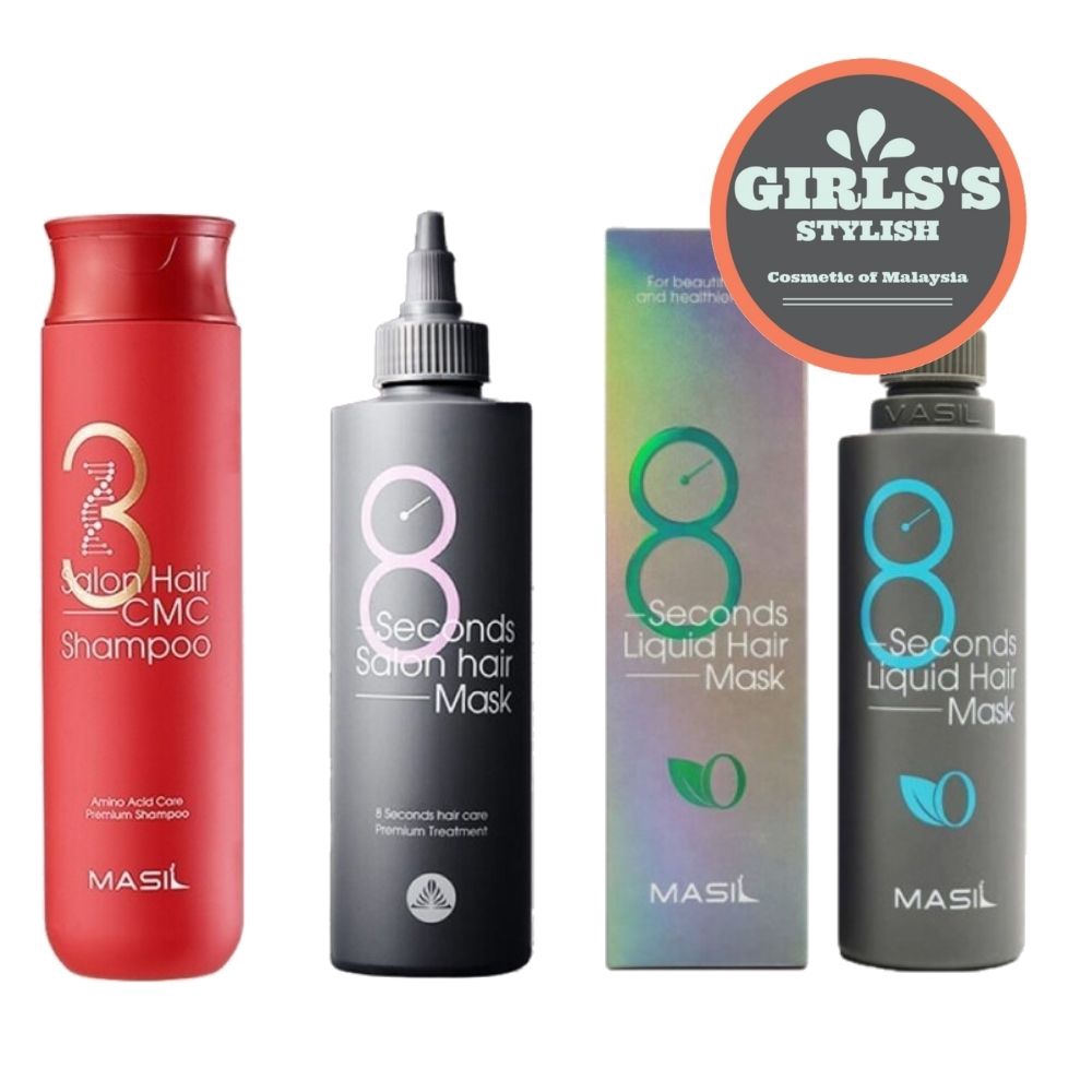 Masil 8 Seconds Salon Hair Mask / Liquid Hair Mask 200ml / Masil 3 Salon CMC Hair Shampoo 300ml ...