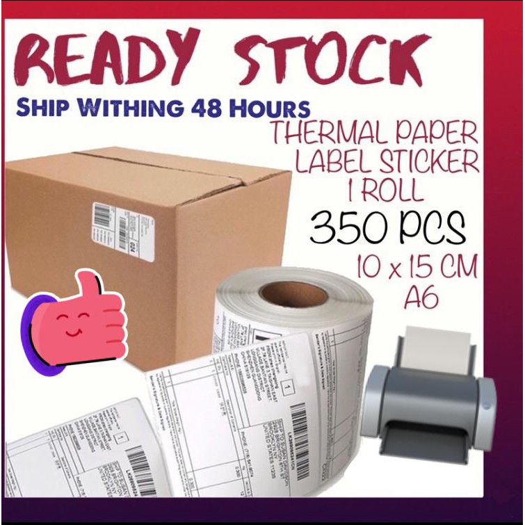 A6 Thermal Sticker Thermal Paper Shopee Waybill Shipping Label ...