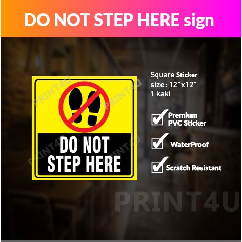 PRINT4U DO NOT STEP / QUEUE HERE sign floor sticker warning sign 12"X12 ...