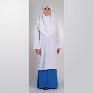 Baju Kurung Sekolah Rendah Menengah Putih Biru Beige MRSM Kain Licin ...
