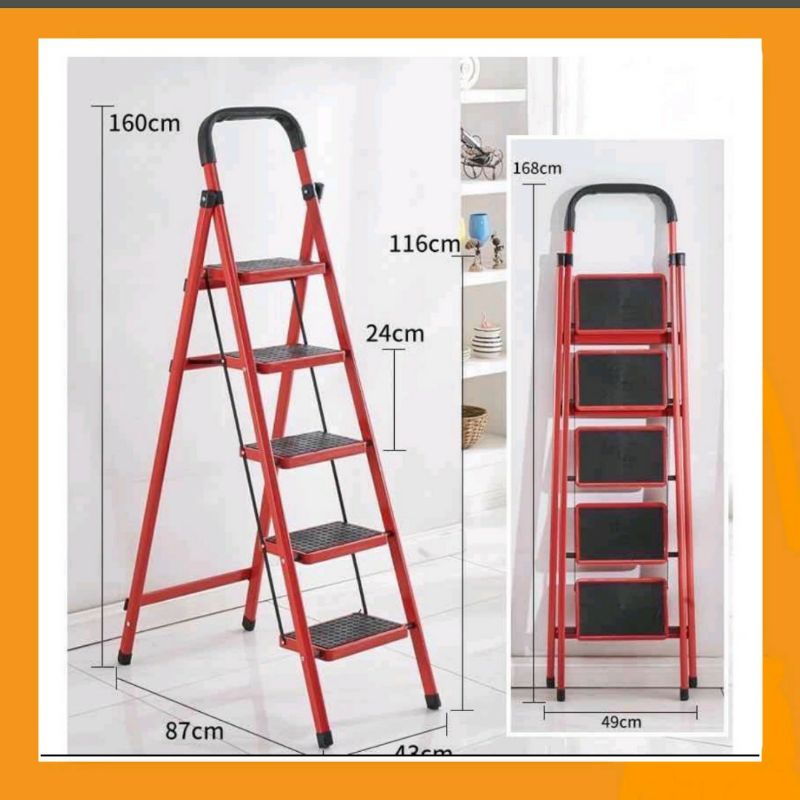 STRONGMAN HEAVY DUTY INDOOR FOLDING LADDER 3 - 6 STEPS WITH HAND GRIP ...