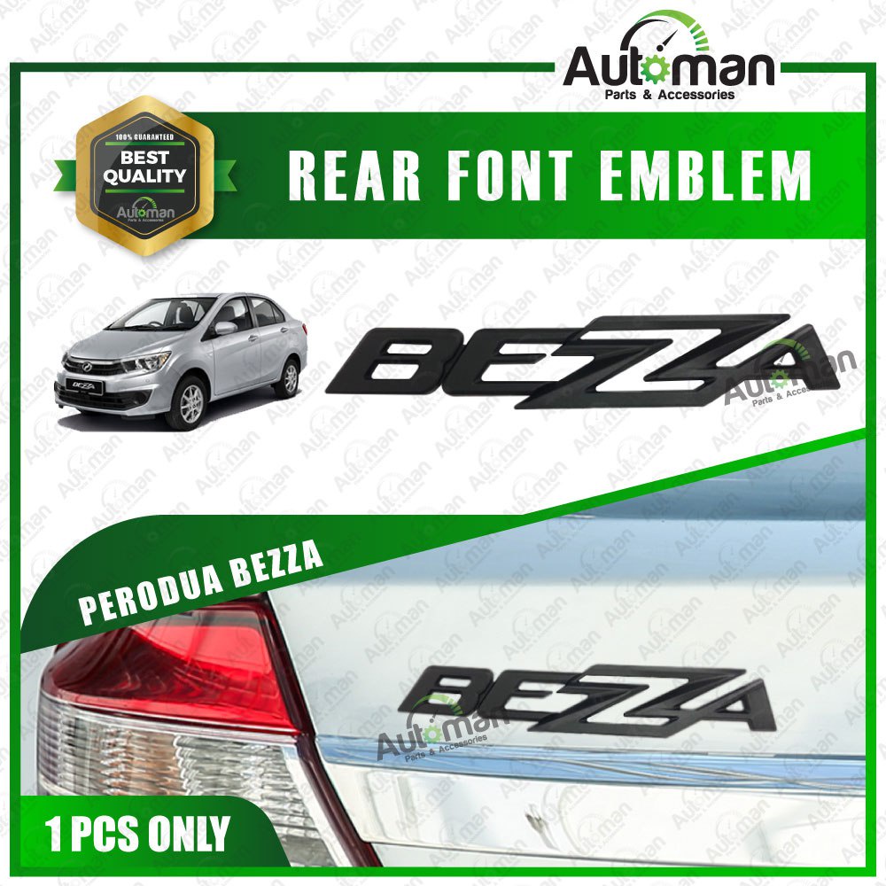 Perodua Bezza Car Logo Matt Black Rear Font Emblem 1Pcs | Shopee Malaysia