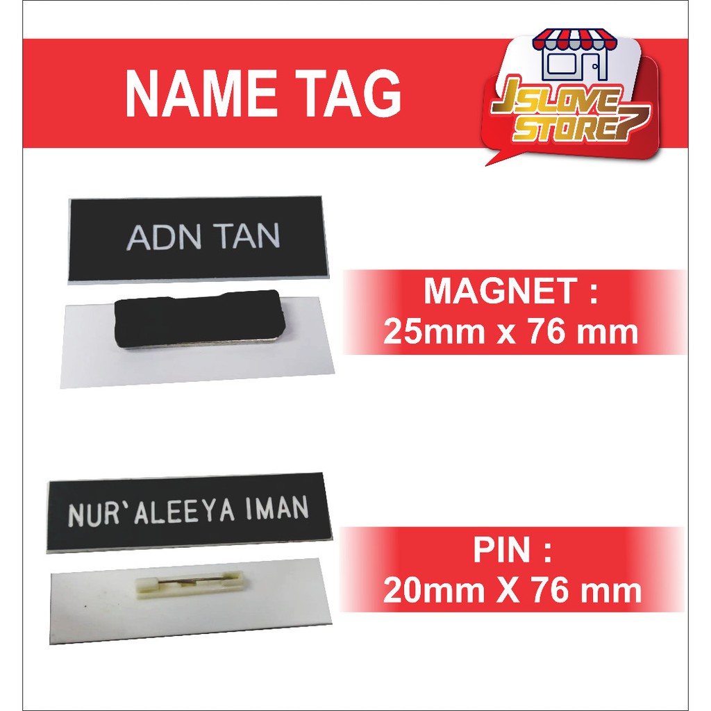 Name Tag MAGNET, Name Tag PIN Untuk Tag Nama Sekolah Cikgu, Nama Tag ...