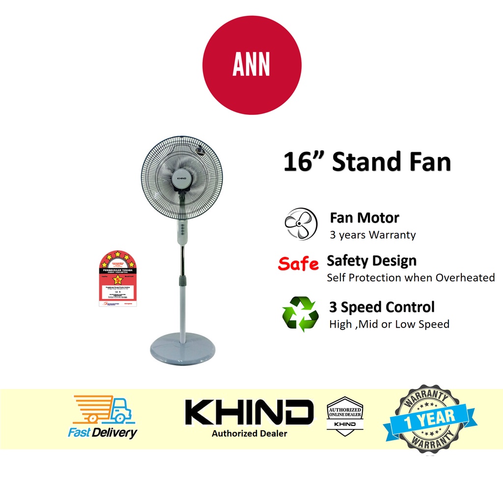 [Good Packing] Khind 16" Stand Fan with Timer and 5 star Energy Saving ...