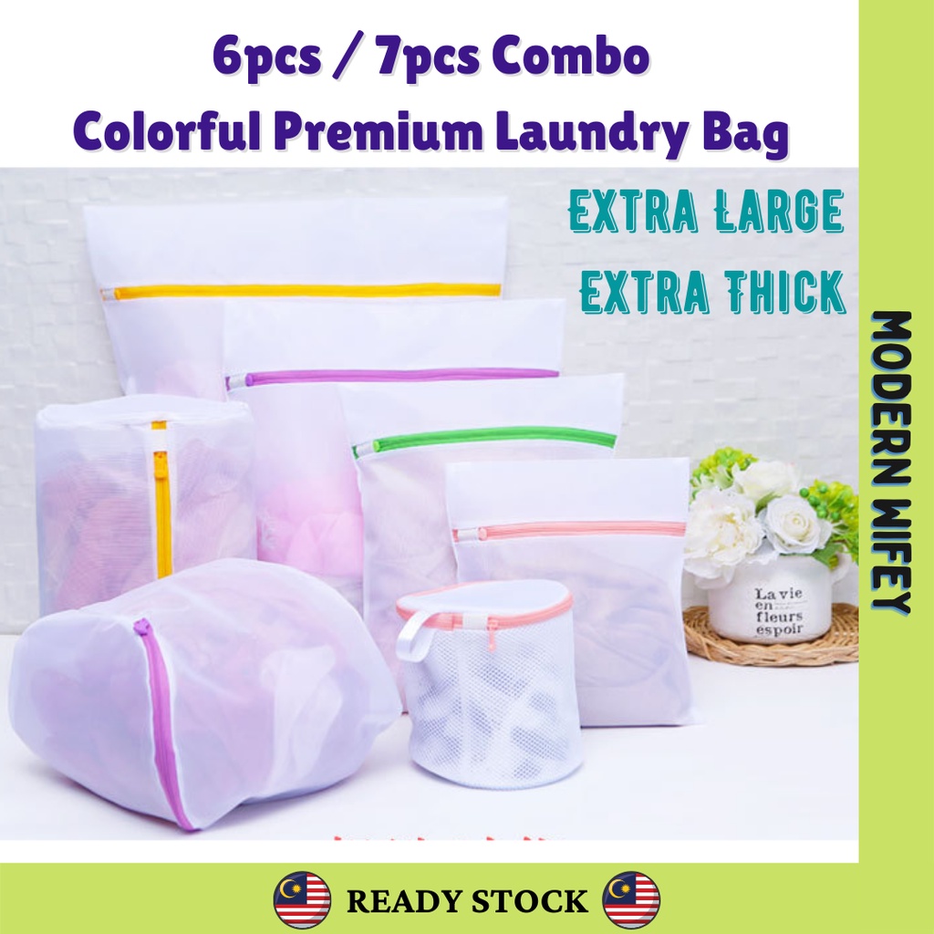 Premium Thick Laundry Mesh Bag Combo Colorful Delicate Zipper Clothes ...