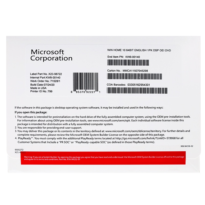 Windows 10 home oem DVD Simplified Packaging Windows 10 Family Edition ...