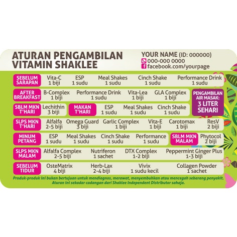 (AVS) Sticker - SHAKLEE (Aturan Vitamin Sticker) | Shopee Malaysia