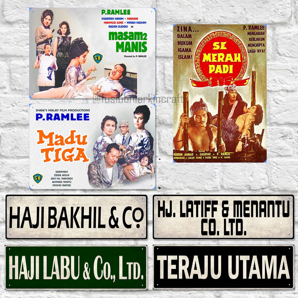 Tin Sign Plate 'P.Ramlee Poster' Deco Metal Sign Signboard Ramlee Filem ...