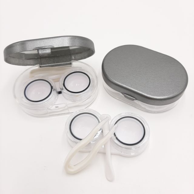 Metallic Silver Cute Casing Lens 4 in 1 C601 Contact lens case lence ...