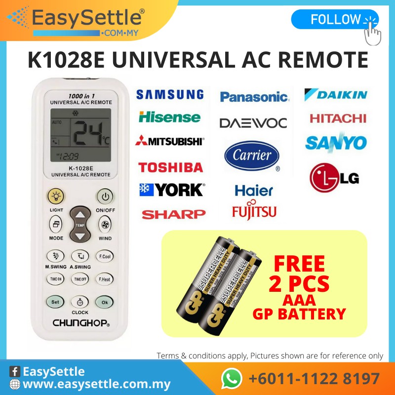 Stock Universal K1028E Latest 1000 In 1-AC Remote Control for Air ...