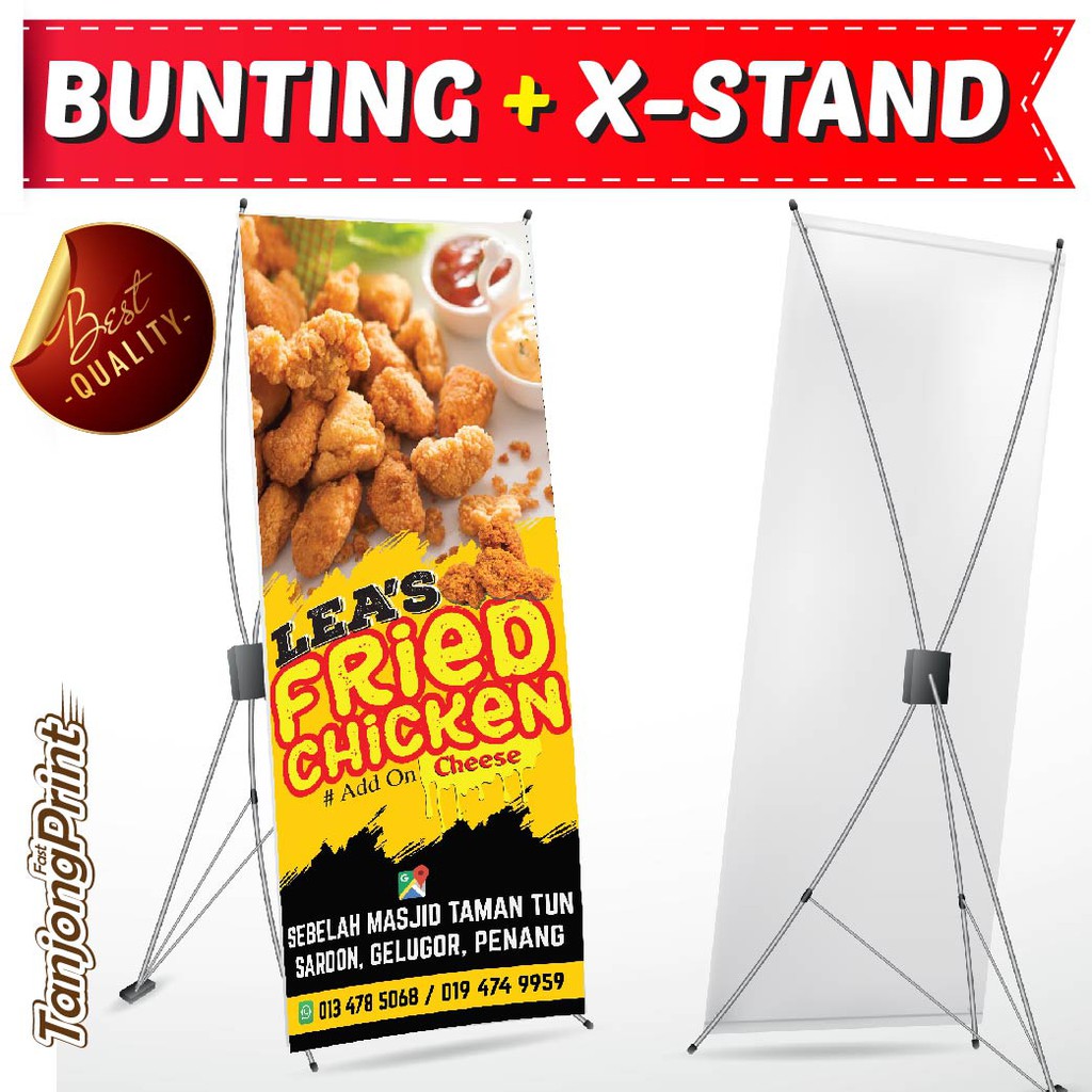 COMBO BUNTING PRINTING WITH STAND ( Bunting + X-stand ) | Shopee Malaysia