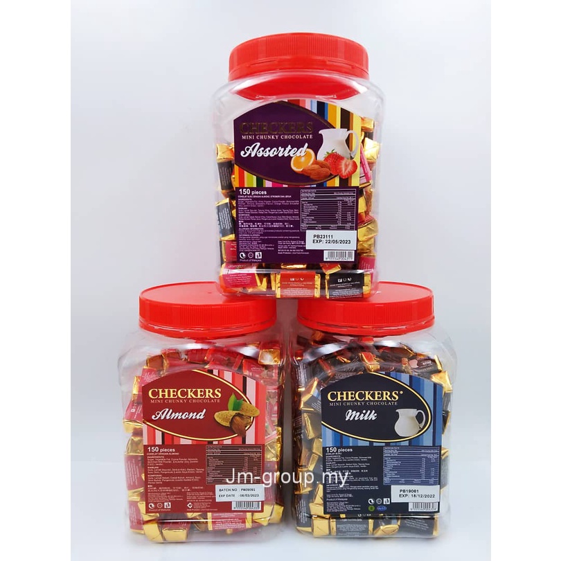 CHECKERS Mini Chunky Chocolate Assorted /Almond /Milk 150's | Shopee ...