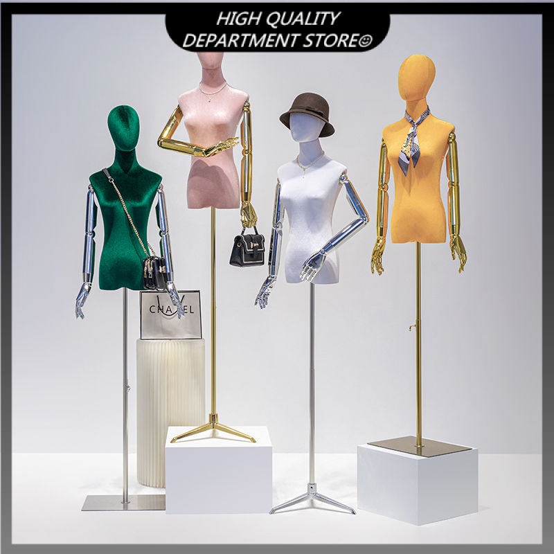 Galvanized hand velvet mannequin clothing store window bust wedding ...