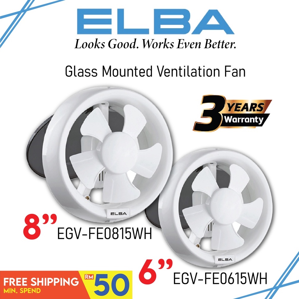 Elba 6" EGVF-E0615(WH) / 8" EGVF-E0815(WH) Glass Mounted Ventilation ...