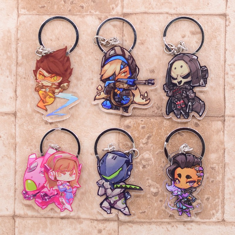 Overwatch Keychain Double Sided Key Chain Acrylic Pendant Game ...
