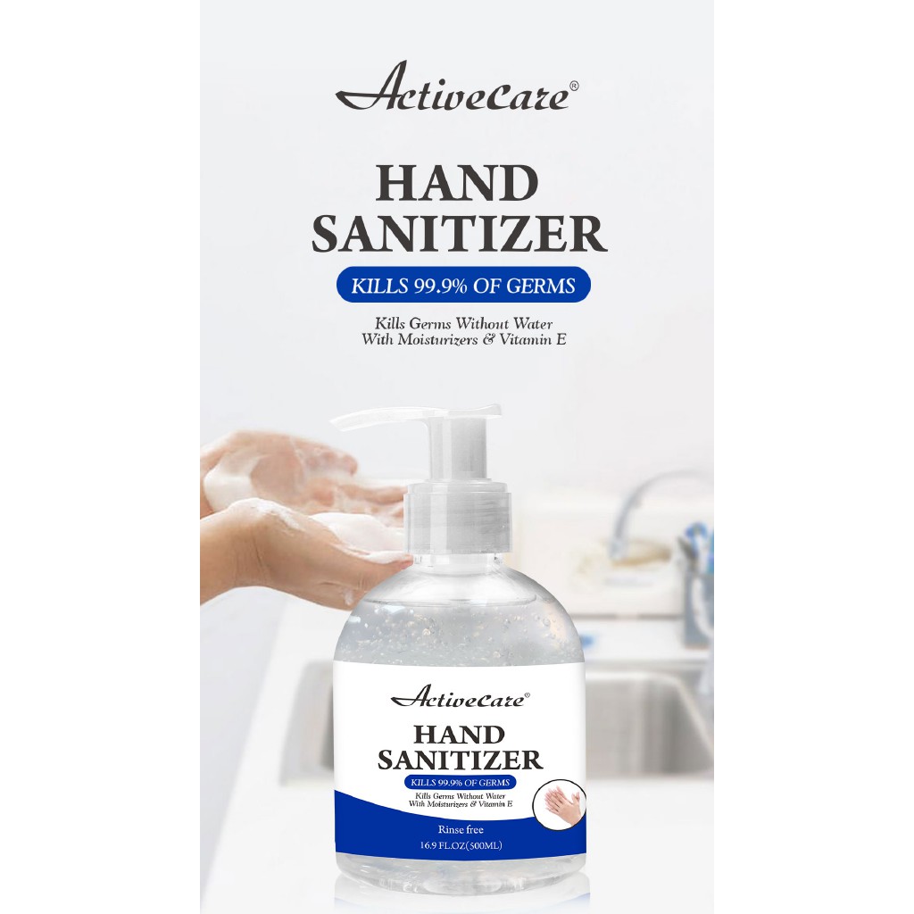 Activecare Hand Sanitizer Gel Rinse Free Moisturizer 75% Alcohol (500ml ...