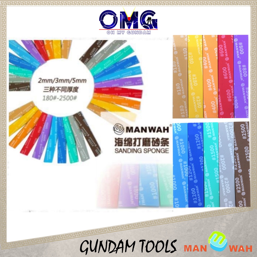 Tool Man Wah ManWah Sanding Sponge 5pcs #180~#800 #1000~#2500 2mm-SS2 ...