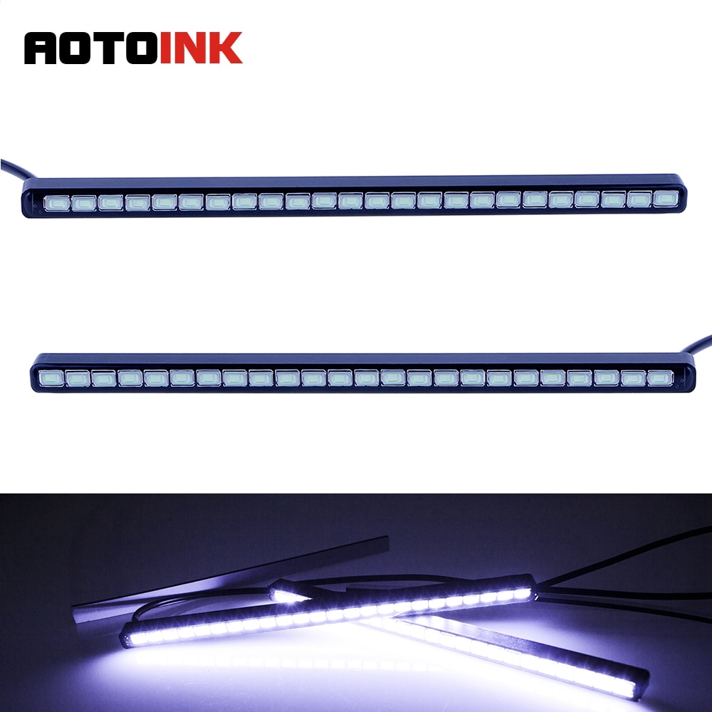 AOTOINK 2Pcs 18/24/30 SMD 5630 Car LED Strip DRL Super Bright LED Light ...