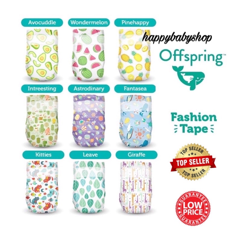 Offspring Fashion Baby Diapers Tape - NB,S,M,L,XL ( design randomly ...