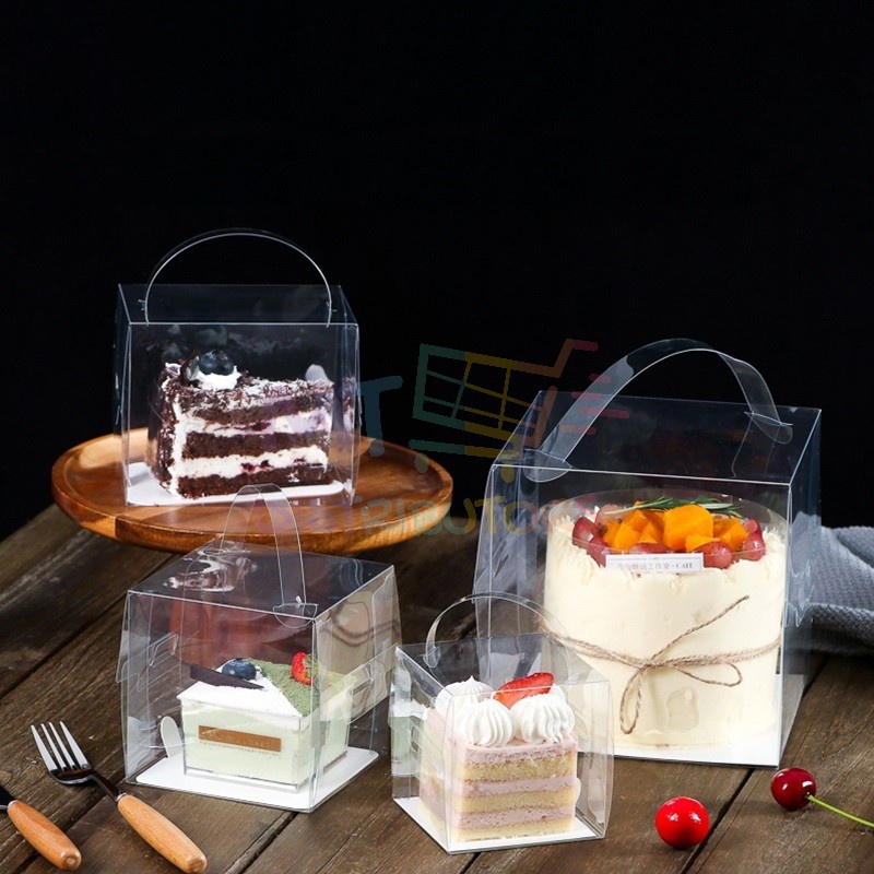 TRANSPARENT CAKE BOX WITH HANDLE CUPCAKE DESSERT PASTRY PACKAGING ...