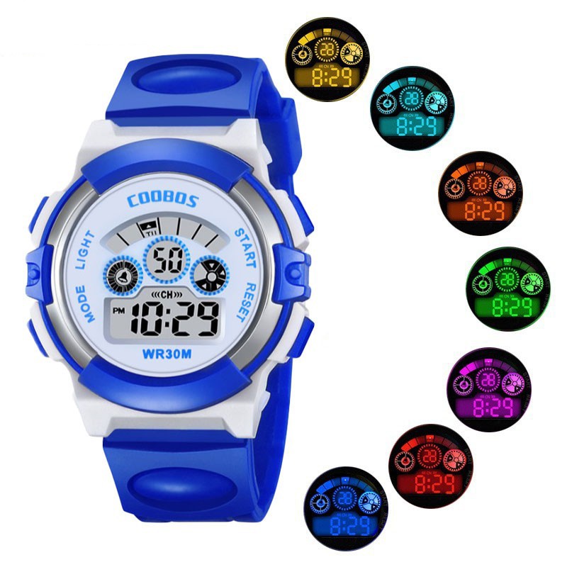 Cute Kids Watch Sports Cartoon for Girls Rubber Children's Digital LED ...