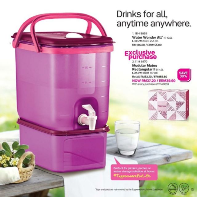 Bekas Air Tupperware Water Wonder Purple Set 10 Liter | Shopee Malaysia