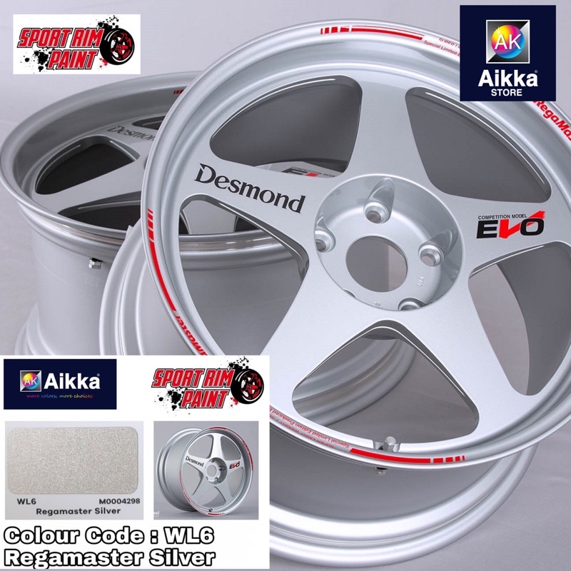 AIKKA PAINT / WL6 REGAMASTER SILVER / Car Body Motor Sport Rim Touch Up ...