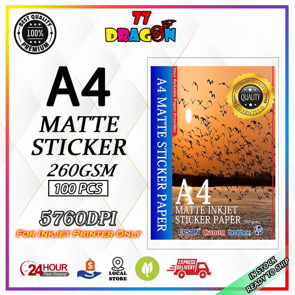 A4 MATTE STICKER PAPER 100PCS/PKT (260GSM) | Shopee Malaysia