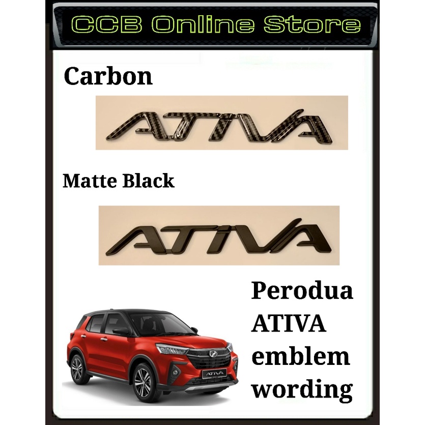 Perodua ATIVA New Carbon & Matt Black Wording Logo Emblem | Shopee Malaysia