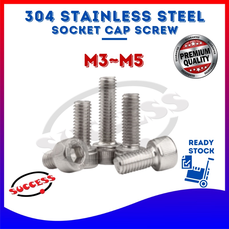 SUCCESS SUS304 M3 ~ M5 Stainless Steel Socket Cap Screw 304 Skru ...