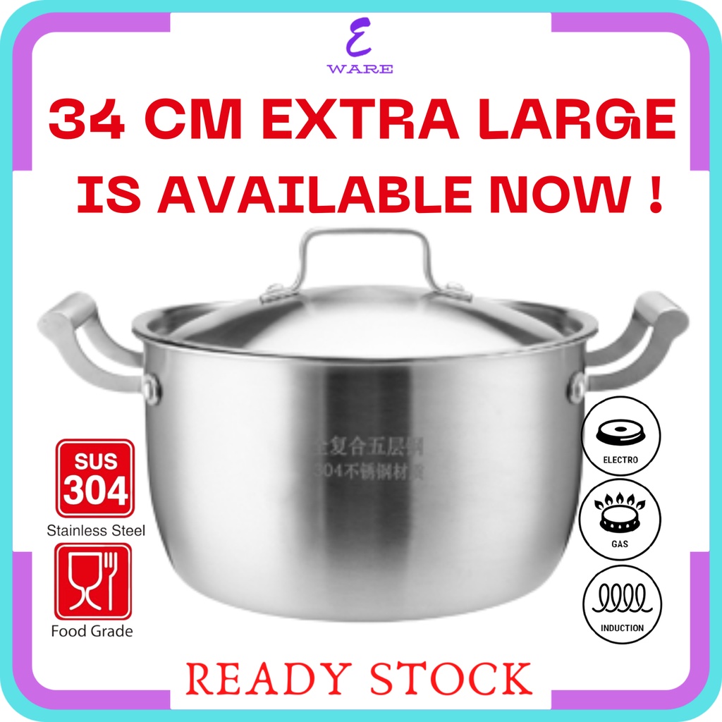 100% - SUS 304 # 5-PLY STAINLESS STEEL DOUBLE HANDLE SOUP POT WITH ...