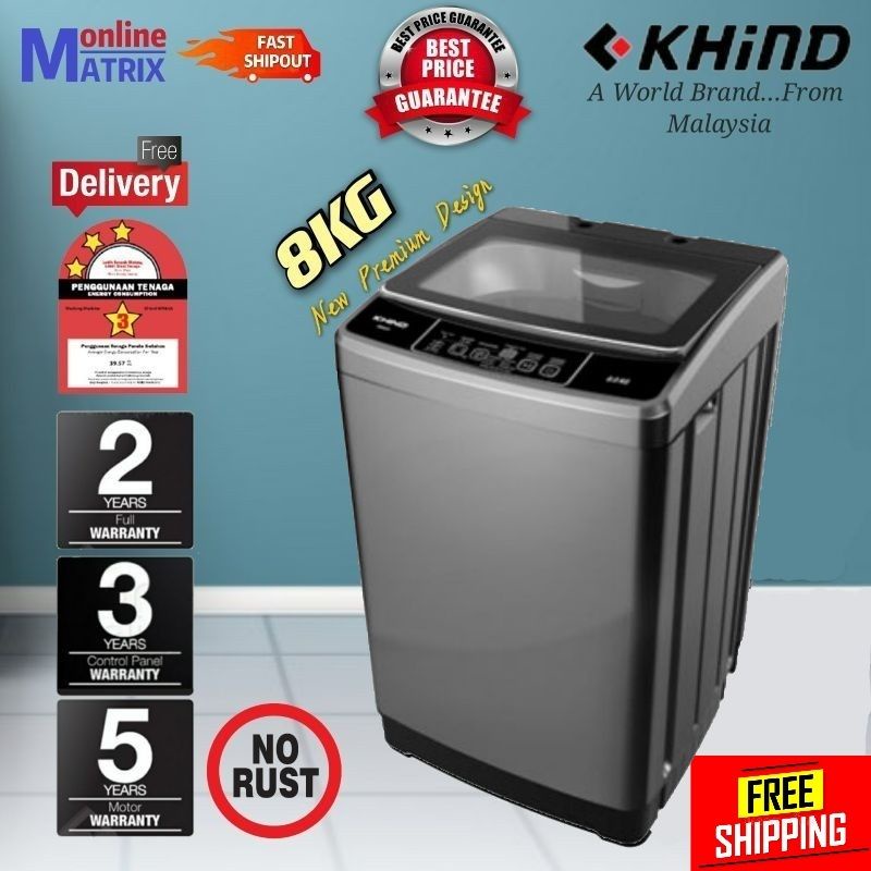 Khind 8kg Fully Auto Washing Machine Washer mesin basuh WM80A | Shopee ...