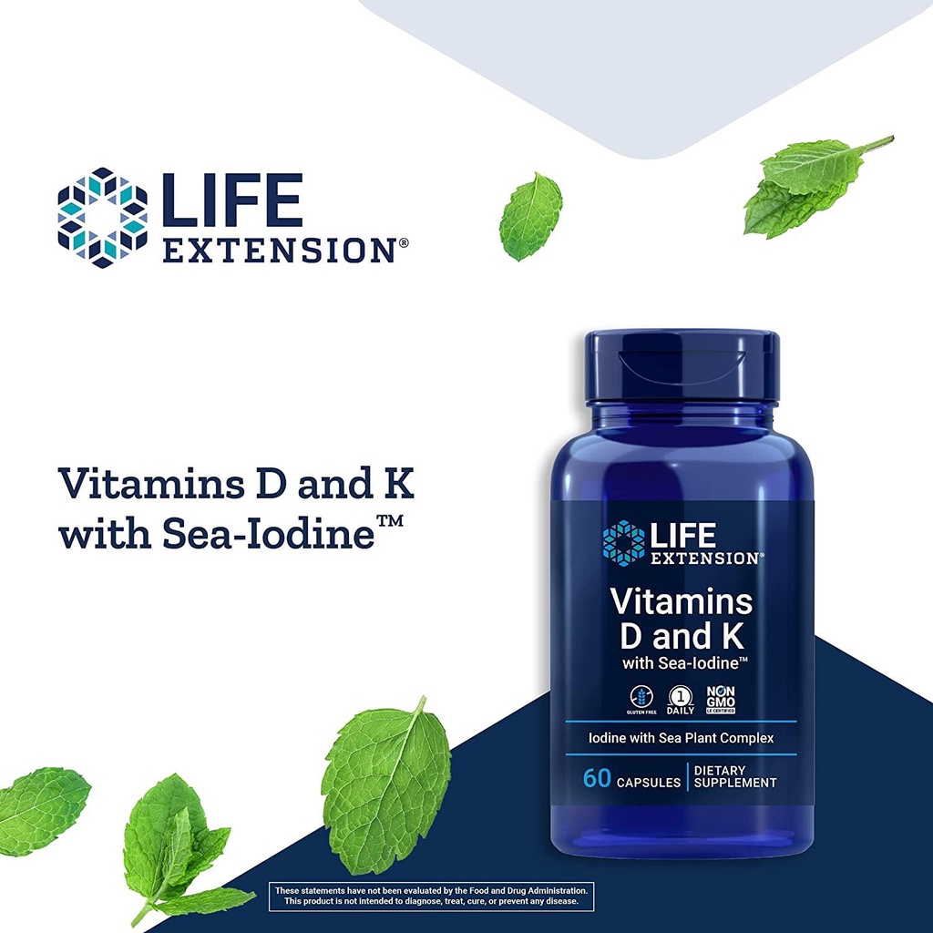 Life Extension, Vitamins D and K with Sea-Iodine, 60 Capsules (EXP JAN ...