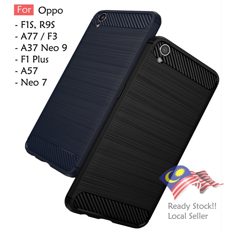 Oppo F1S A57 2016 A37 A37F Neo 7 TPU Back Case Cover Carbon Fiber ...