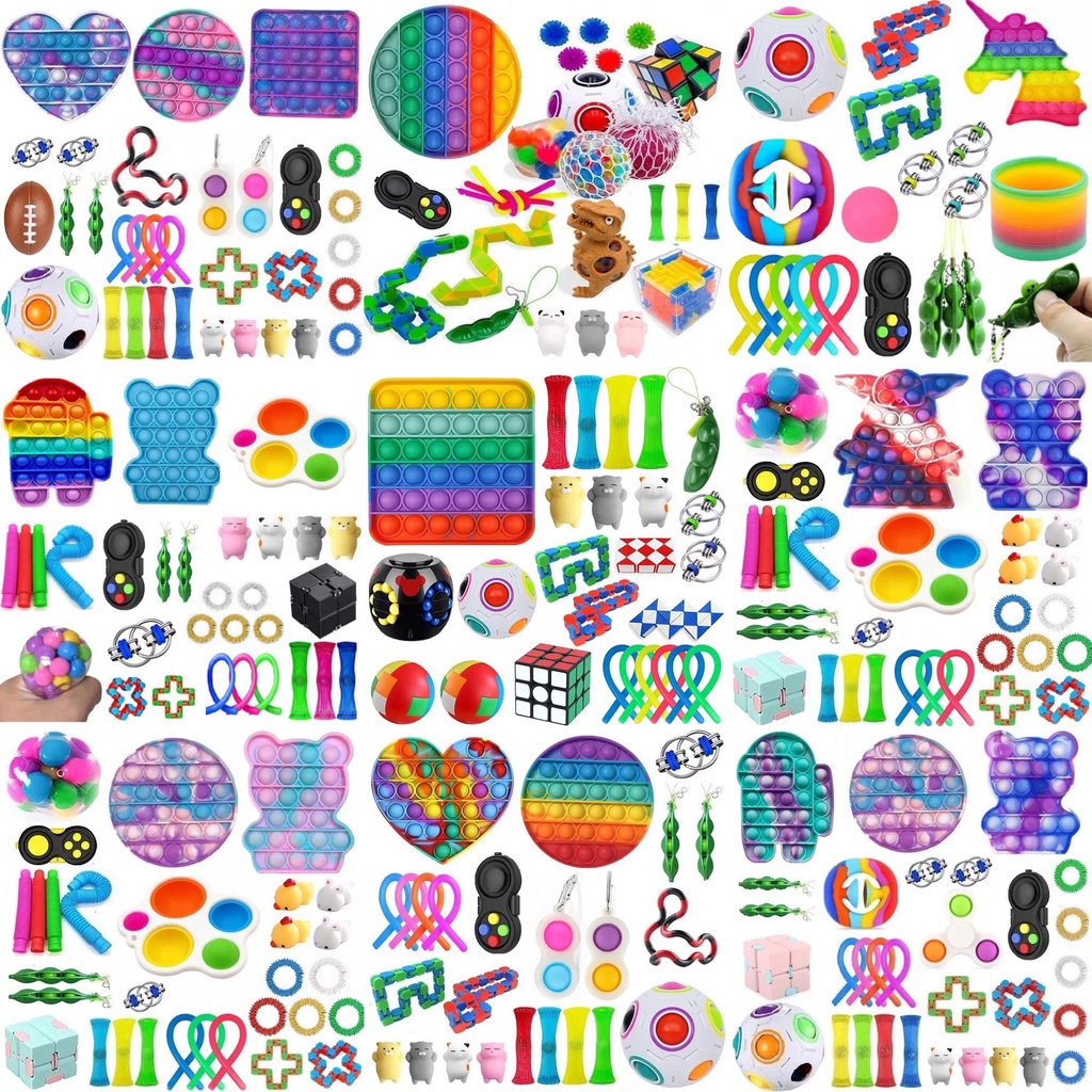100 Designs Fidget Toy Set Box Sensory Fidget Toys Pack for Kids Adults ...