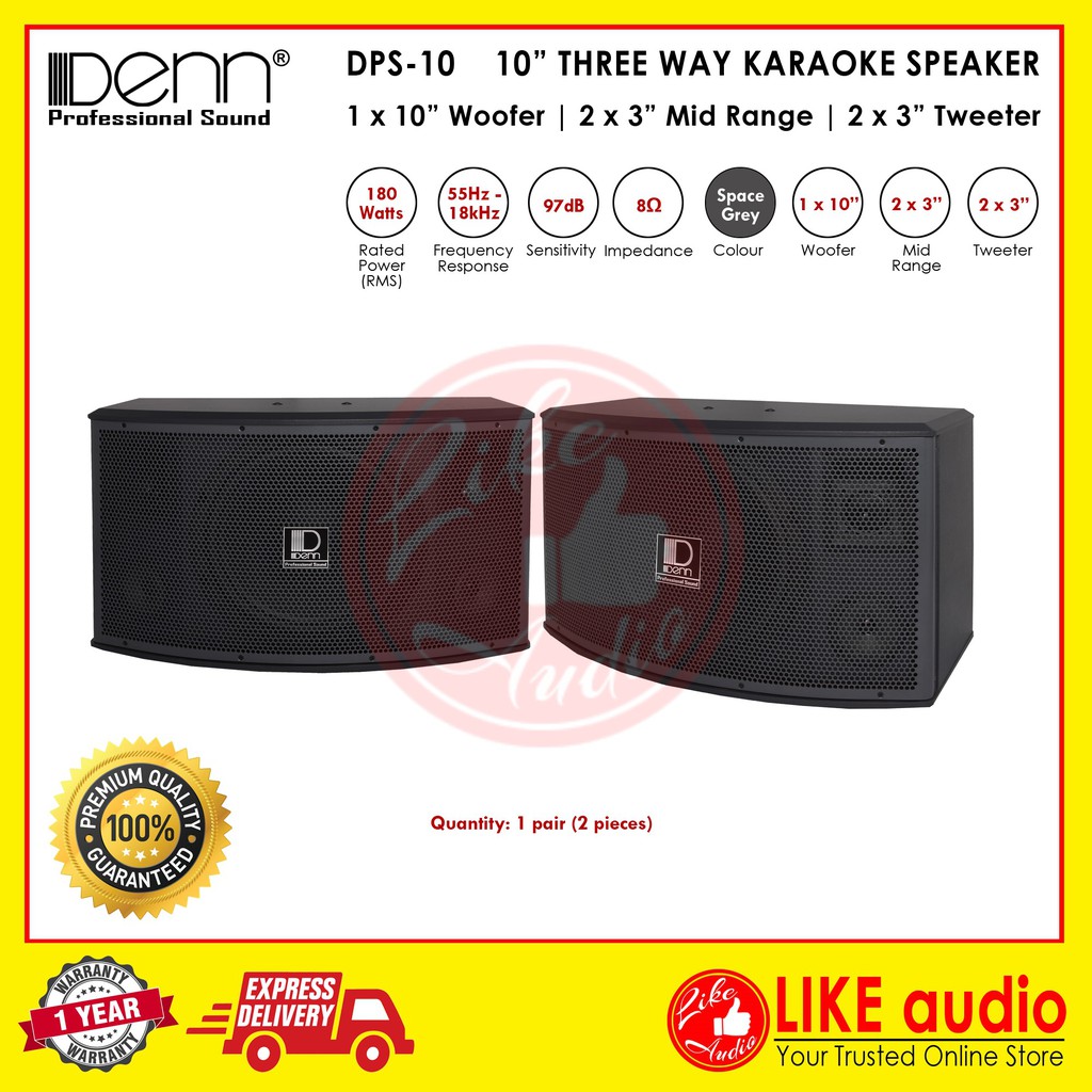 DENN DPS-10 3 Way Professional Karaoke Speaker | Shopee Malaysia