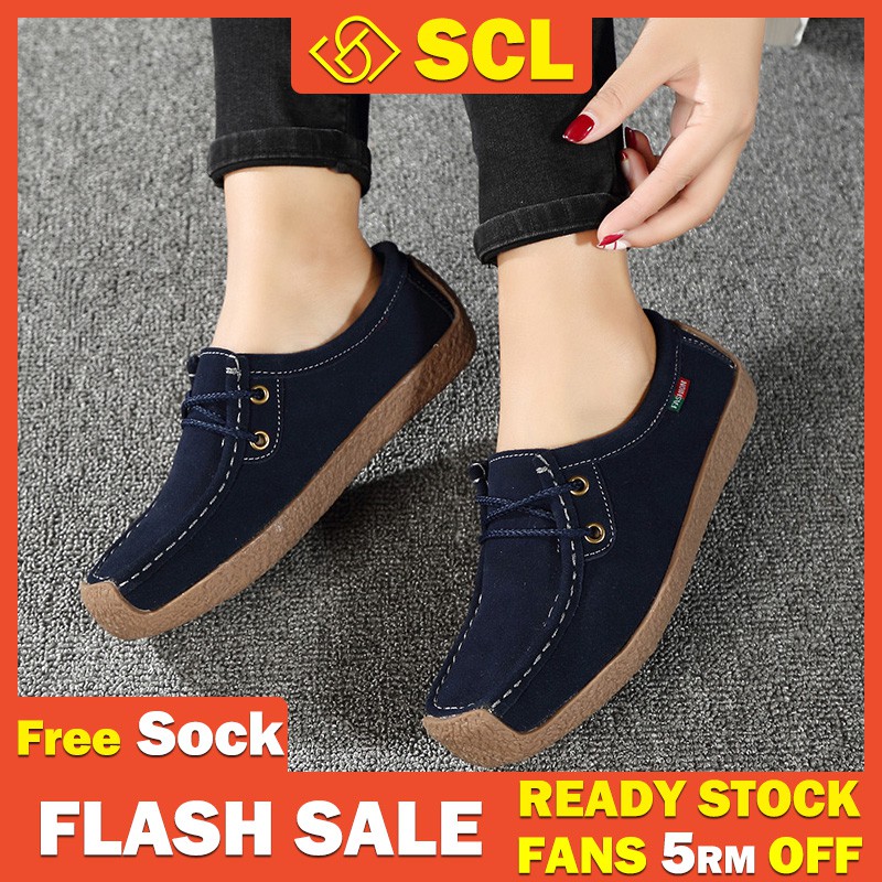 [SCL] Women's Minimalist Design Suede Leather Loafers | Shopee Malaysia