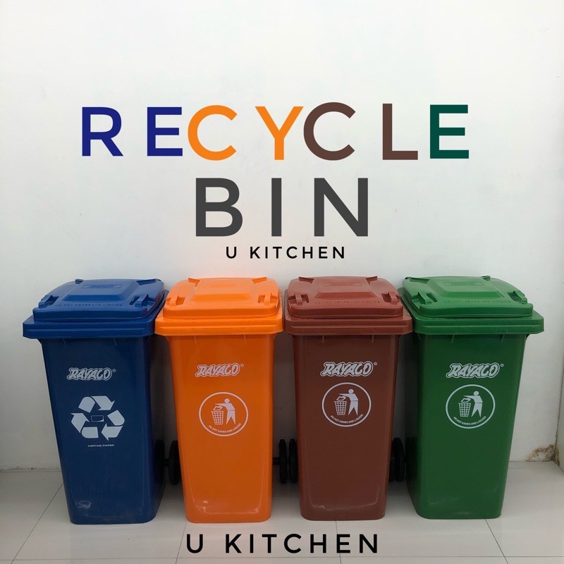 Big Garbage Bin With Wheel / Green Mobile Garbage Waste Bin Outdoor ...