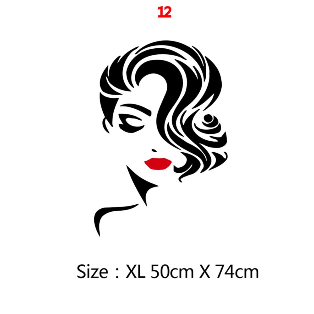 Beauty Salon Wall Sticker Beautiful Lady Hairdresser For Lady's Red ...