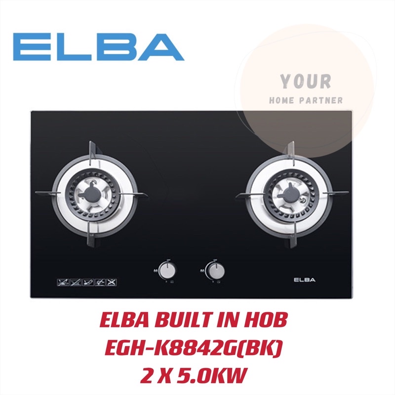 Elba Built in Glass Hob EGH-K8842G(BK) 5.0KW DAPUR GAS KACA | Shopee ...
