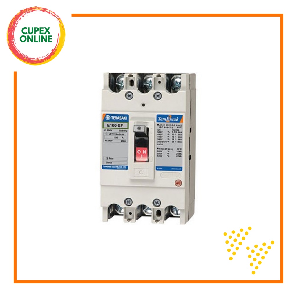 TERASAKI E100-SF MCCB 3P 10A/15A/20A/30A/40A/50A/60A/75A/100A (cupex) | Shopee Malaysia